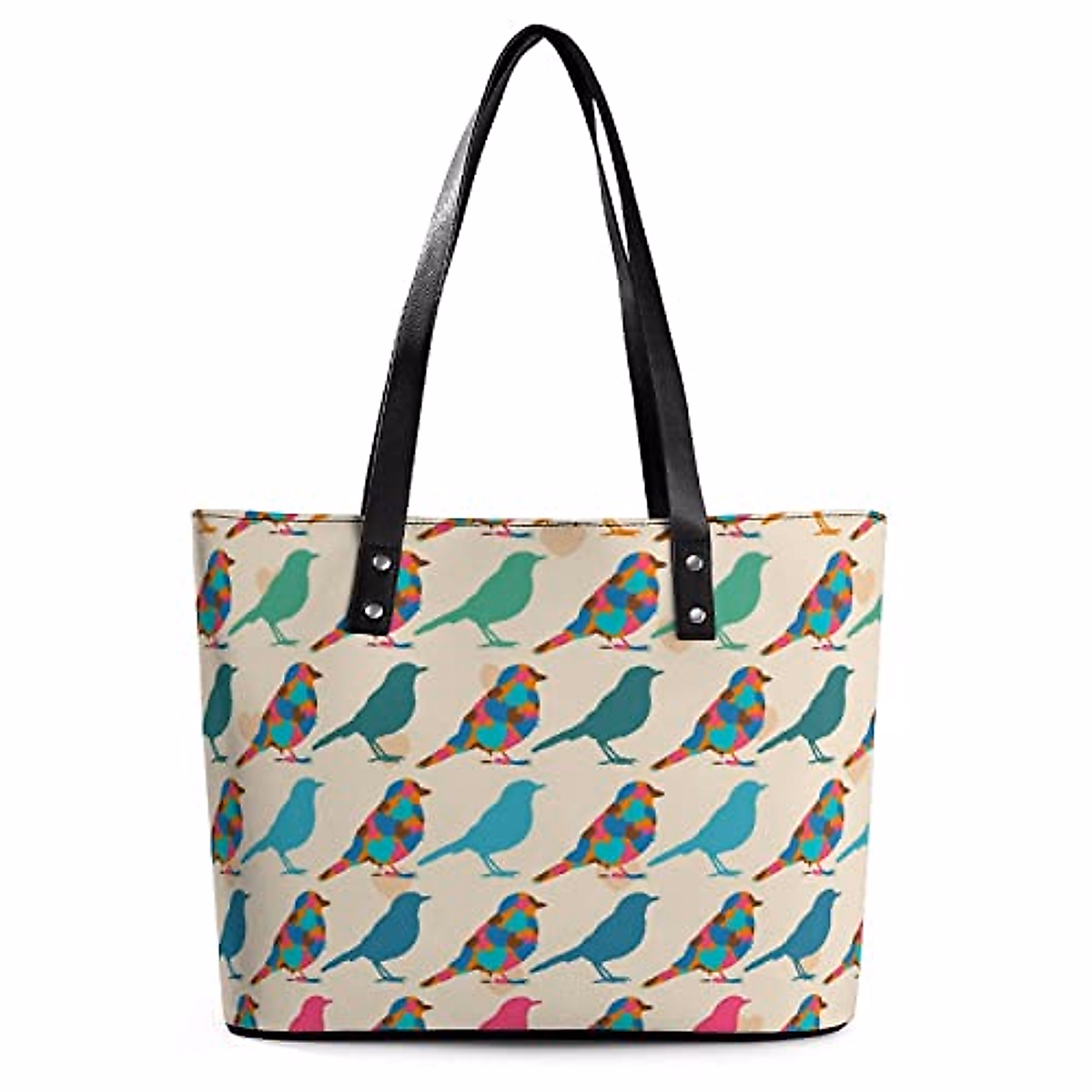 Womens Handbag Birds Pattern Leather Tote Bag Top Handle Satchel Bags For Lady
