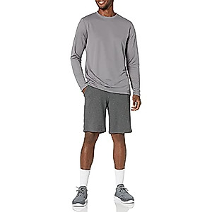 Amazon Essentials Men's Performance Tech Long-Sleeve T-Shirt, Medium Grey, Large