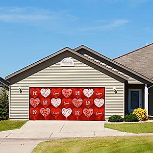 Yoiemivy 6 x 13 Ft Wedding Decorations Red Heart Garage Door Banner Large Anniversary Party Decor Banner for Photo Studio Props Bridal Shower Engagement Engaged Ceremony Decorations
