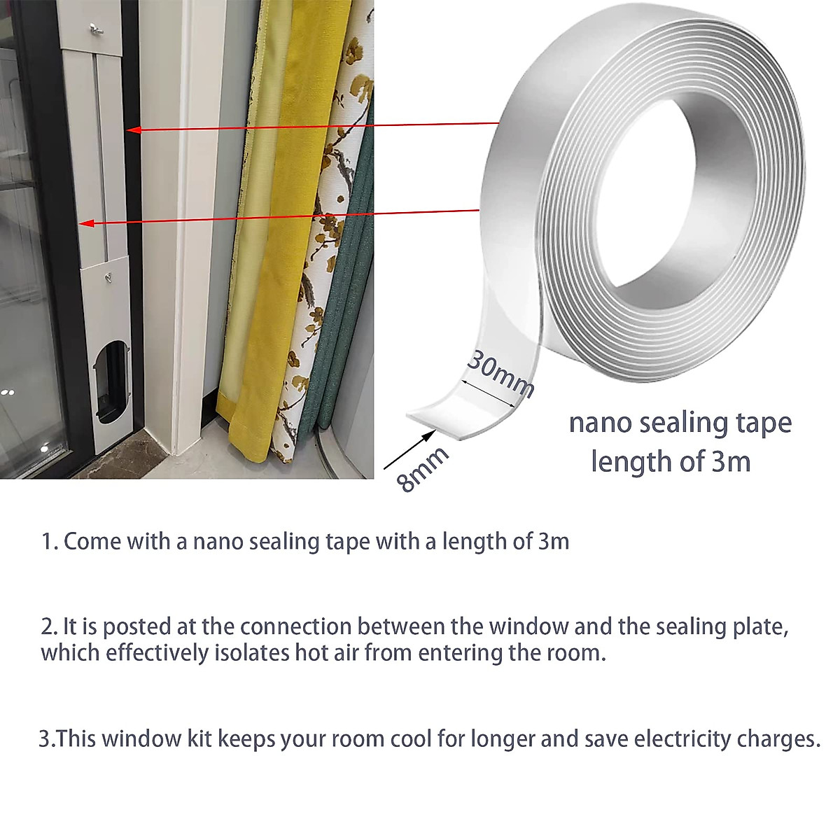 FFXWTSF Portable AC Window Kit, Air Conditioner Window Kit with Coupler Adjustable Window Seal Suitable for 5.9"/15cm Hose…