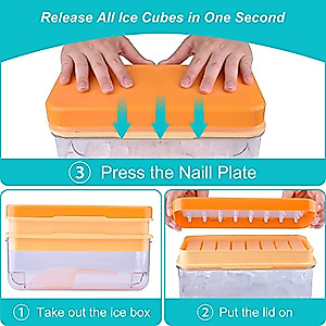 Burfocus Ice Cube Tray with Lid and Bin, Ice Trays Ice Maker for Freezer with Container Silicone Ice Cube Tray Mold Easy Release BPA Free Large Ice Cube Maker for Whiskey,Cocktail