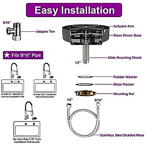 Cup Washer for Sink, Decyam Upgraded Glass Rinser for Kitchen Sink, Stainless Steel Faucet Cup Rinser Sink Attachment - Seconds Quick Rinser, Cup Cleaner, Glass Washer, Sink Baby Bottle Washer…