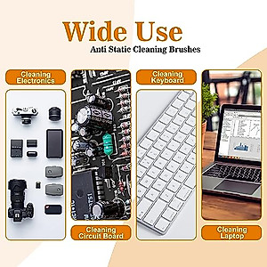 Small Portable Nylon Anti Static Brushes Electronics Computer Keyboard Laptop Cleaning Brush Kit (Black, Set of 8)