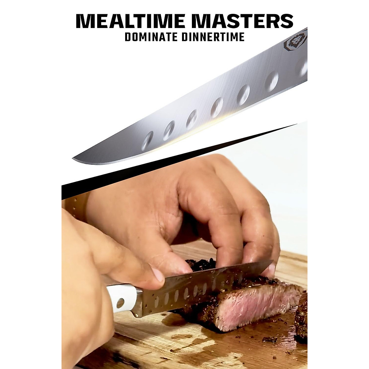 Dalstrong Steak Knife Set - 4-5" Straight Blade Edge - Gladiator Series - Forged German High-Carbon Steel - w/Sheaths - Glacial White ABS Handle - Dinner Set Kitchen Knives