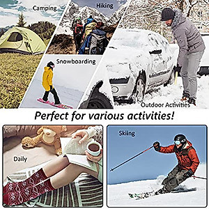 SPST Skiing Snowboarding Warm Thermal Socks, Women Fuzzy Adult Heated Stocking Hot Thick Insulated Cozy Outdoor Cold Weather Soft Fleece Comfy Adorable Funny Crew Floor Slipper Socks, 1 Pair Grey M