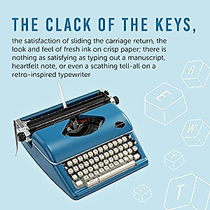 Blue Vintage Typewriter for a Nostalgic Flow - Manual Typewriter Portable Model for Remote Writing Locations - Sleek & Durable Type Writer Classic Word Processor - Typewriters for Writers