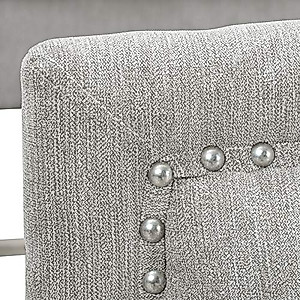 Jennifer Taylor Home Anastasia Upholstered Shelter Headboard Bed Set, King, Silver Grey Polyester