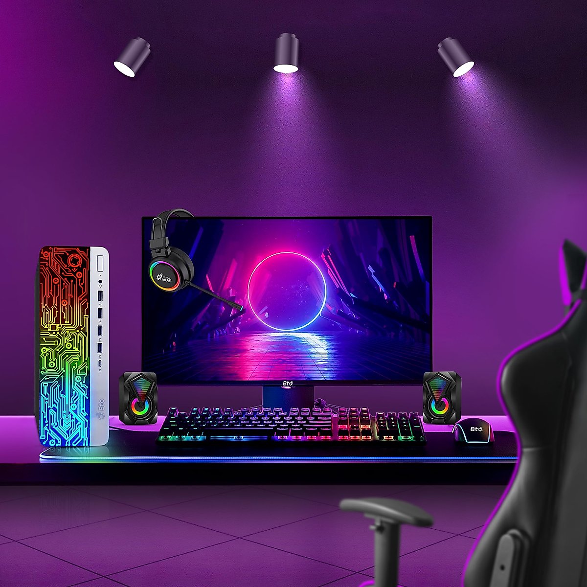 BTO RGB Prebuilt Gaming PC Desktop - Intel Core i5 7th Gen, 16GB DDR4 Ram, 1TB SSD, AMD Radeon RX-550 4GB GDDR5 Graphics Card, Windows 10 Pro, Computer Tower for PC Gaming, HDMI, DP (Renewed)
