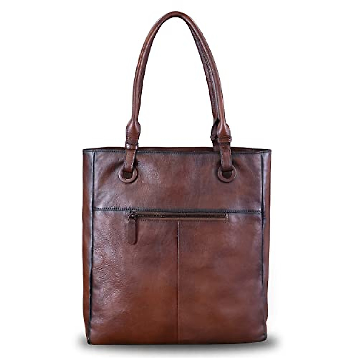 Genuine Leather Handbag Purses for Women Top Handle Bag Lady Work Tote Bags Retro Satchel (Coffee)