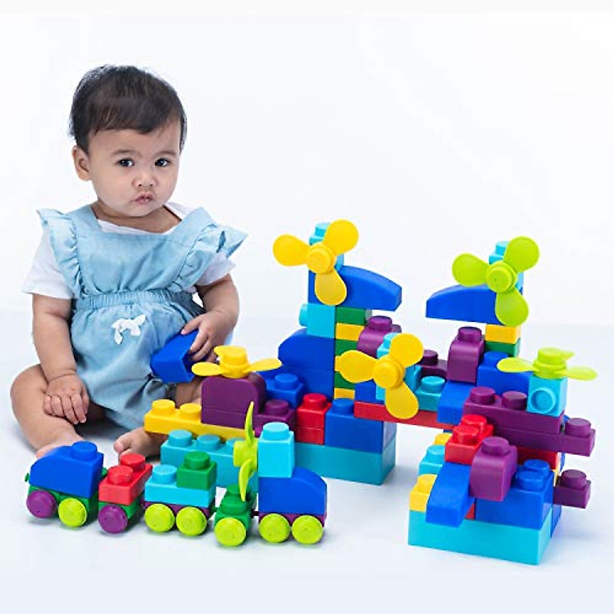 UNiPLAY Plus Soft Building Blocks — Creativity Toy, Educational Play, Cognitive Development, Early Learning Stacking Blocks for Infants and Toddlers, Primary (80-Piece Set)