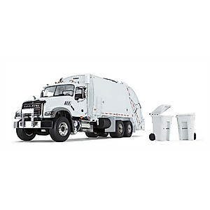 First Gear White/White 1/34 scale Mack Granite MP with McNeilus Rear Loader and Trash Carts