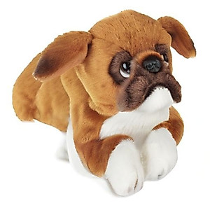 Bearington Boxer Dog Stuffed Animal, Brown and White Plush Faux-Fur, for Puppy Fans and Kids of All Ages- 8 inches (Lil Roscoe)