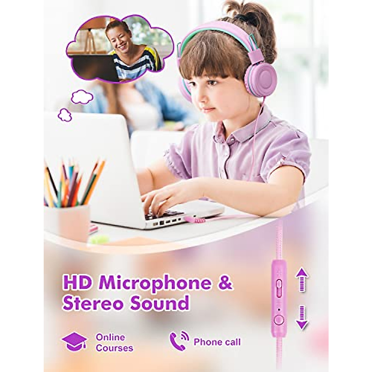 4Pack Kids Headphones with Microphone,Headphones for Kids for School,98db Volume Limited Over-Ear Wired Headphones for Kids Girls Boys,Foldable Toddler Headphones for PC/Laptop/School/Tablet/Travel