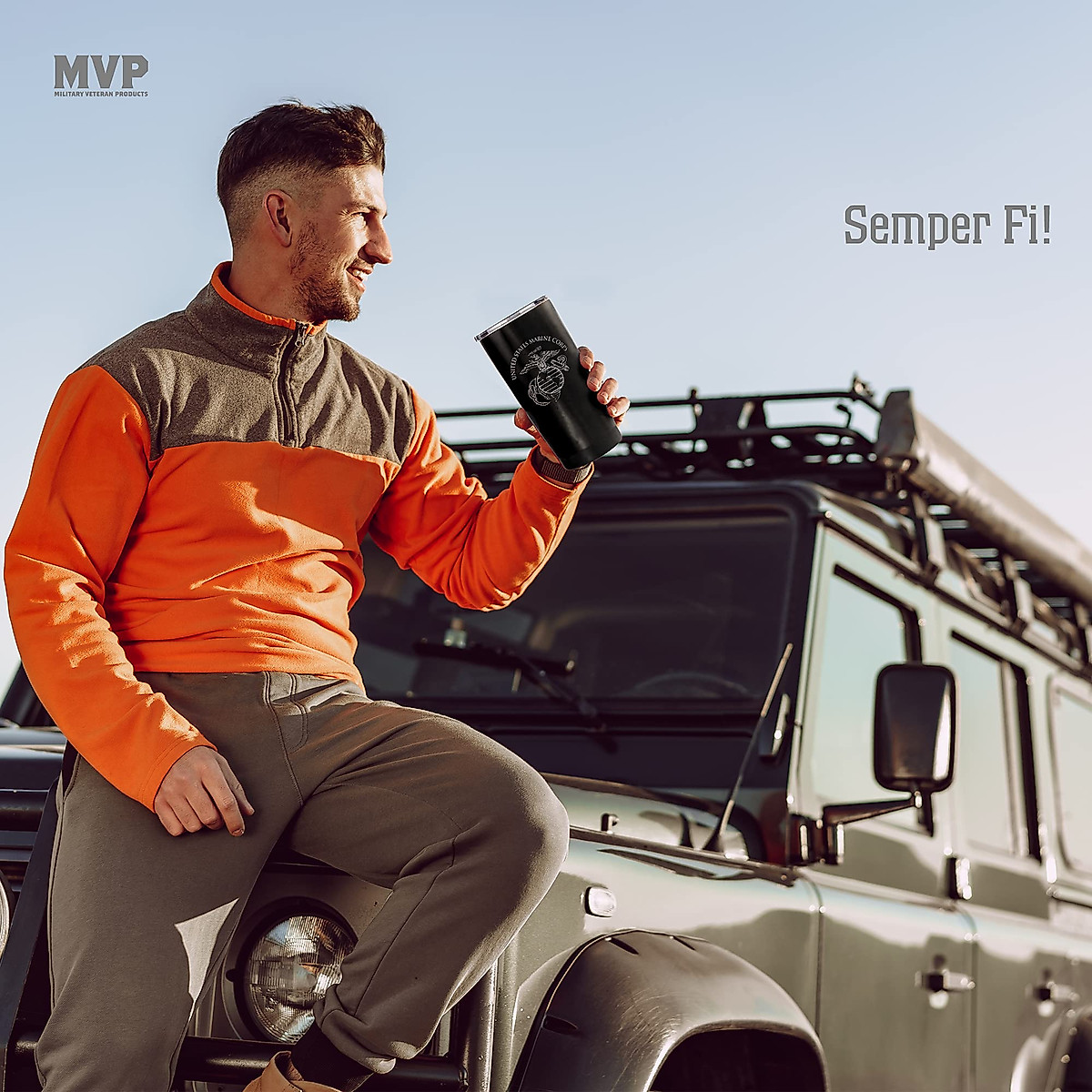 20oz Insulated USMC Tumbler-Double-Walled Stainless Steel Marine Corps travel Cup- Durable & Leakproof - Disabled USMC Veteran Owned SMALL Business