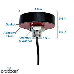 Proxicast Ultra Low-Profile 4G/LTE, 5G Omni-Directional 2 dBi Screw-Mount Antenna for Verizon, AT&T, T-Mobile (ANT-120-003-2PK)