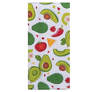 DHE Guacamole Nachos Kitchen Accessory Bundle of 2 Pocket Mitts and 2 Dual Purpose Towels, It's Five O'Guac Somewhere, Multi-coloared