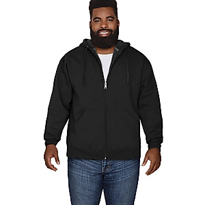 Fruit of the Loom Eversoft Fleece Hoodies, Pullover, Moisture Wicking & Breathable, Sizes S-4x, Black Full Zip, Large