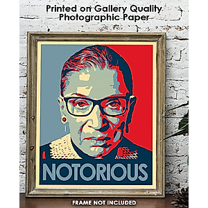 Inspirational Ruth Bader Ginsburg Wall Art: "Notorious" 8x10 RBG Poster, RBG Wall Art & Motivational Wall Art, Positive Affirmations Wall Decor for Bedroom & Office Decor for Men & Women