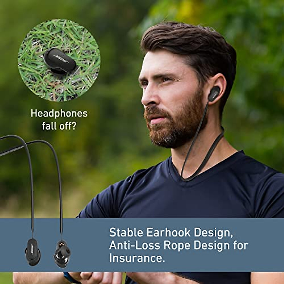 AHBTEYM for Bose QuietComfort Earbuds II Case(2022),Anti-Lost Strap Accessories,Silicone Skin Sleeve Cover for New Bose QuietComfort Earbuds 2 with Carabiner,Sports Lanyard for Women Men(Triple Black)