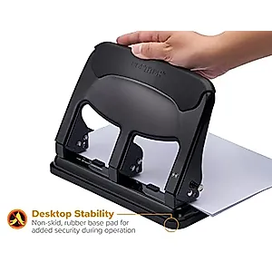 Bostitch Office EZ Squeeze 40 Sheet 3-Hole Punch, Heavy Duty, Black