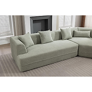 FREESNOOZE Modern Boucle Upholstered Sofa Set, 2 Piece Free Combination, Minimalist Style Modular Sectional Couch with Pillows for Living Room, Bedroom, Green