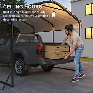 IWDOO 10x15 FT Metal Carport, Heavy Duty Carports Canopy with Enhanced Base, Galvanized Steel Roof and All-Metal Frame, Car Ports Kits for Outdoor, Garage Car Shelter Shade for Car, Truck and Boats