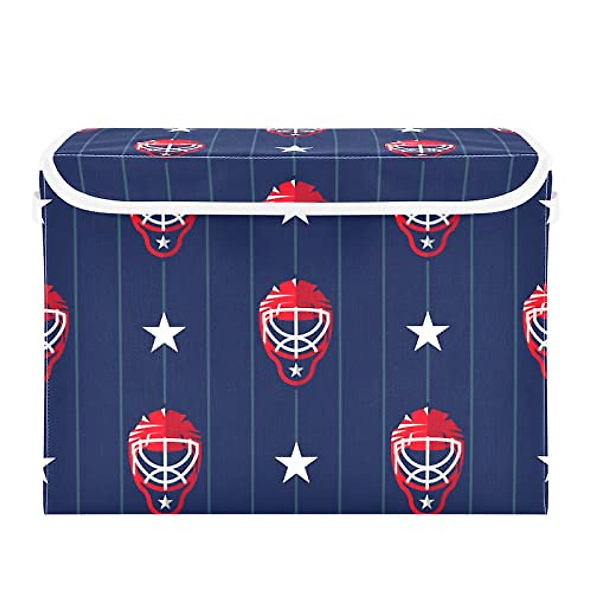 RunningBear Hockey Sport Large Storage Bins with Lid Collapsible Storage Bin Household Basket Boxes Fabric Storage Baskets for Office Outside Cars