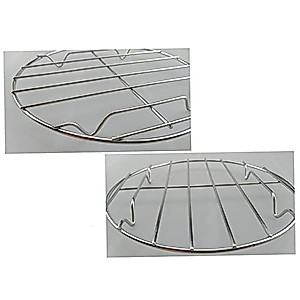 Outanaya 2pcs Stainless Steel Barbecue Grill Air Fryer Grill Rack Round Steaming Cooling Barbecue Grill Rack Outdoor Griddle Grill Outdoor Grill Net Charcoal Bbq Stand for Barbecue Silver