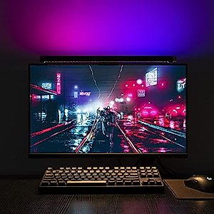 Lyghtzy Monitor Light Bar, Monitor Light with LED RGB Backlight, Dimmable and Changeable Color Temperature, Glare-Free & Flicker-Free, Home Office Desk Lamp, USB Powered (17.7 Inches) (Black)