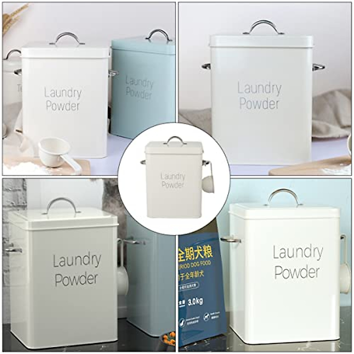 Cabilock Laundry Organizer Box Farmhouse Laundry Powder metal laundry powder container laundry powder bin laundry detergent container Container Metal Laundry Pet Food Container