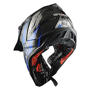 1Storm Adult Motocross Helmet ATV Dirt Bike BMX MX Downhill Mountain Helmet Track Style JH601; Track Blue