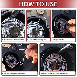 9PCs Bulb Retaining Spring Clips, Universal Car Headlight Clamp Headlamp Dip Dipped Beam Bulb Hoder for H1 H3 H4 H7