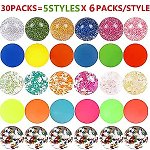 HYMONA 30 PCS of 45mm / 1.77 inch Large Diameter Super Bouncy Balls for Kids Bouncing Balls in 5 Mix Styles X (6 Balls Each Style) for Vending Machines