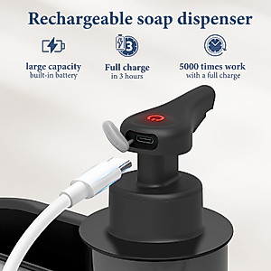 Automatic Hand Soap Dispenser Touchless: Rechargeable Sensor Pump for Kitchen Foaming Soap Dispenser with Sink Caddy Kitchen Orgnizer 8.5oz Xmas Gift