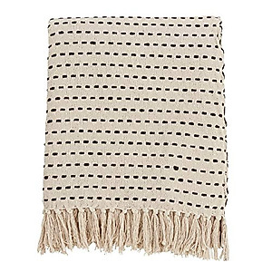SARO LIFESTYLE Stitched Line Throw, Ivory, 50"" x60 (TH818.I5060)