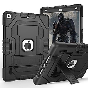 Rantice 9th Generation Case, 8th Generation Case, 7th Generation Case, Hybrid Shockproof Rugged Drop Protection Cover with Kickstand for 10.2'' 2021/2020/2019 Released (Black)