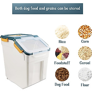 Rice Storage Container 50 lbs, 2 Pack Airtight Flour Storage Containers Bin with Measuring Cup & Scoop, BPA Free Plastic Rice Dispenser for Flour, Rice, Grain Holder Nuts and Dog Food - Dark Blue