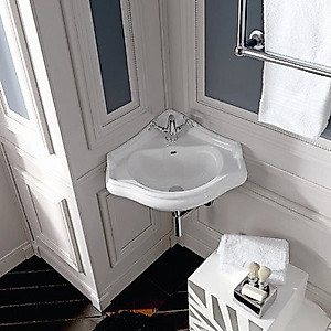 Kerasan Retro Wall Mounted Bathroom Corner Sink Faucet Mount: Single Hole