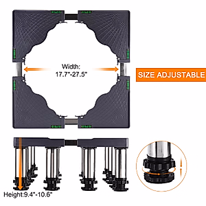 PATIKIL Mini Fridge Stand, 12 Strong Feet Laundry Stand Base Multi-Functional Adjustable Base Tray Anti-Vibration for Refrigerator Washing Machine Dryer AC, 9.4"-10.6" Height
