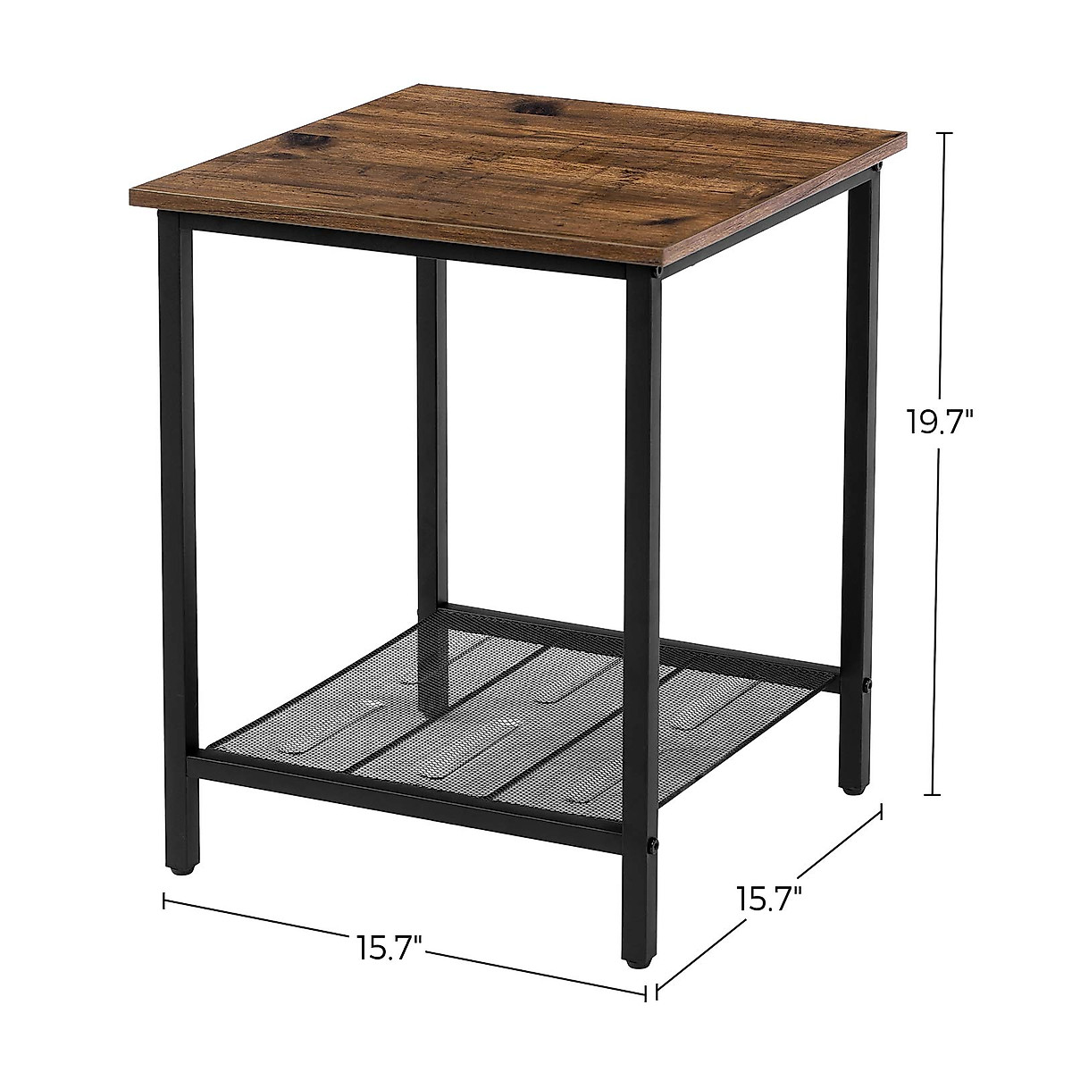 VASAGLE End Table Set of 2, 2-Tier Nightstands Side Table Night Stand Bedside Desk for Small Space in Living Room, Bedroom, Steel Frame, Easy Assembly, 2-Pack, Chestnut Brown, ULET202B17