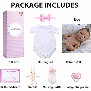 AFEWD 18" Lifelike Reborn Baby Boy Doll, Soft Body Silicone Vinyl, Weighted Newborn Toddler for Gift