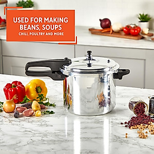 IMUSA 7 Quart Stovetop Aluminum Presure Cooker with safety valves for risk-free opening