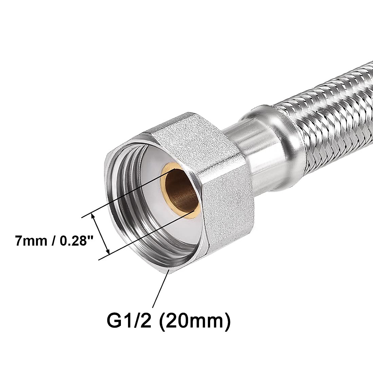 uxcell Faucet Supply Line Connector G1/2 Female x G1/2 Male 16 Inch Length 304 Stainless Steel Hose 2Pcs