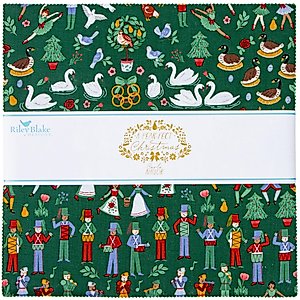 Cayla Naylor A Pear-FECT Christmas 10"" Stacker 42 10-inch Squares Layer Cake Riley Blake 10-14970-42, Assorted