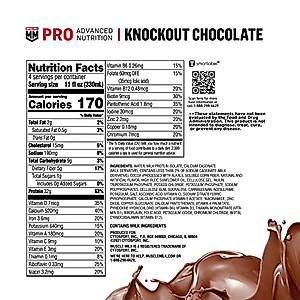 Muscle Milk Pro Advanced Nutrition Protein Shake, Knockout Chocolate, 11 Fl Oz Carton, 12 Pack, 32g Protein, 1g Sugar, 16 Vitamins & Minerals, 5g Fiber, Workout Recovery, Packaging May Vary