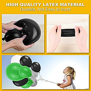 Black White Green Balloons, 60PCS Green Black Foootball Birthday Balloons, 12Inch Green White Latex Balloons Foootball Party Balloons for Boys Video Game Sprots Soccer Theme Party Baby Shower Supplies