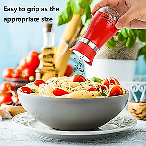 Tebery 4 Ounces Red Salt and Pepper Shakers Set, Elegant Stainless Steel with Glass Bottom