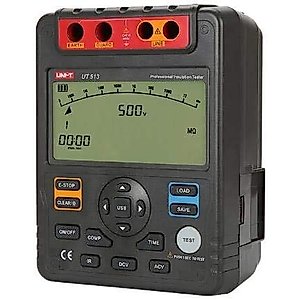 UNI-T UT513 Digital Insulation Resistance Tester, 500V/1000V/2500V/5000V, Auto Range, Display Count: 9999