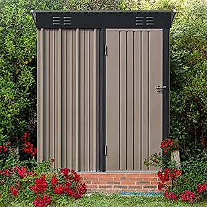 5 x 3 Ft Outdoor Storage Shed with 2 Vents,Galvanized Steel Tool Storage Shed Garden Shed with Door & Lock,Bike Shed,Outdoor Storage Clearance for Backyard, Patio & Lawn