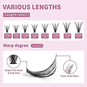 Lash Clusters 9-16mm MIX Individual Lashes 280 Clusters MAGEFY False Eyelash Clusters 30D Curl Extensions Individual Eyelashes Cluster DIY Eyelash Extensions at Home (30D,9-16mm)
